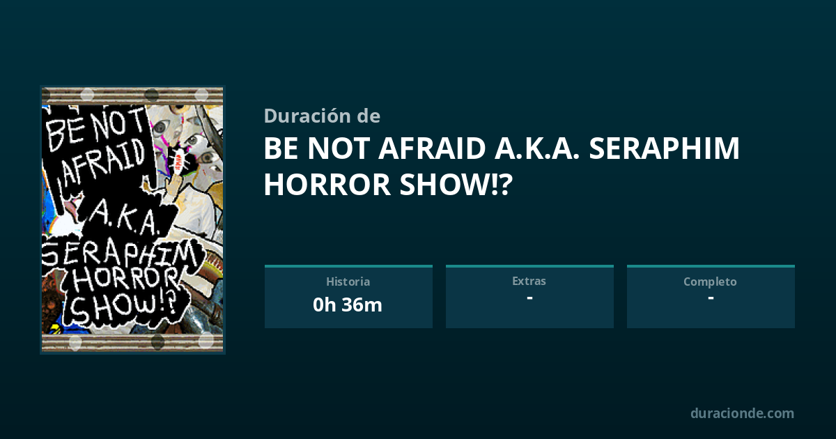 ¿Cuánto dura Be Not Afraid A.K.A. Seraphim Horror Show!?? | DuracionDe