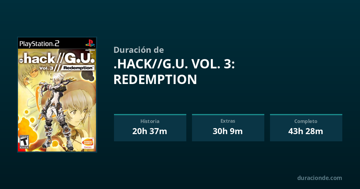¿Cuánto dura .hack//G.U. Vol. 3: Redemption? | DuracionDe